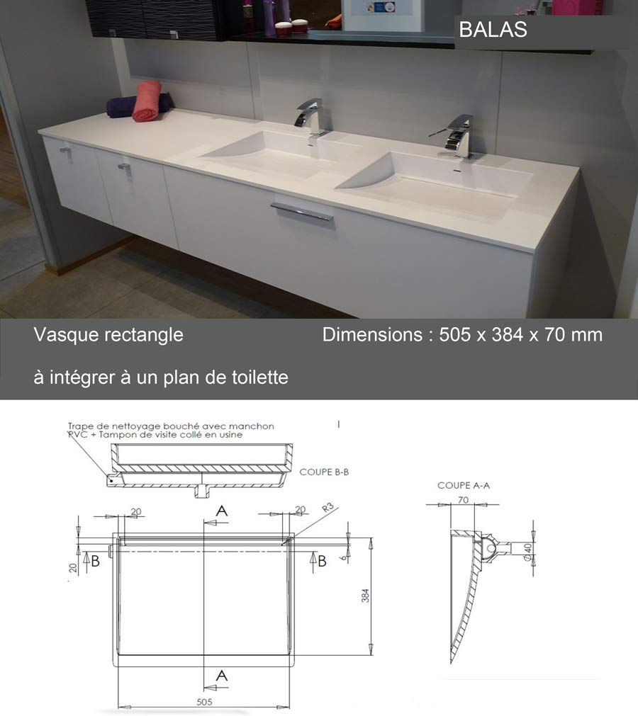 Plan de toilette sur mesure pour salle de bains | Atlantic-Bain